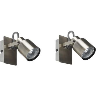 Beliani Beliani - Lot de 2 Lampes Murales en M&eacute;tal Argent&eacute; Mont&eacute;es sur Cadre Carr&eacute; Bonte