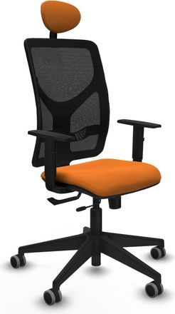 Piqueras y Crespo B&uuml;rostuhl, verstellbare Armlehne, h&ouml;henverstellbare Lendenwirbelst&uuml;tze und festes Kopfteil, ausgestattet mit Syncro/Traslack und Schneideschaum, Schwa