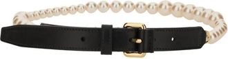 Moschino Gürtel - Belt With Pearl Adornments - Gr. 80 - in Schwarz - für Damen