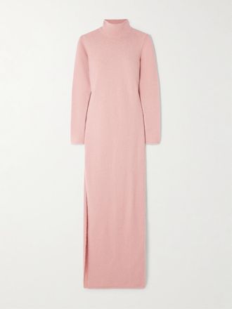 Siedres Maxikleid Aus Stretch-strick Mit Stehkragen Und Stickerei - Pink