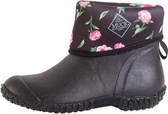 The Original Muck Boot Company RHS Muckster II Short, Botte de Pluie Femme, Noir / Imprimé roses, 37 EU