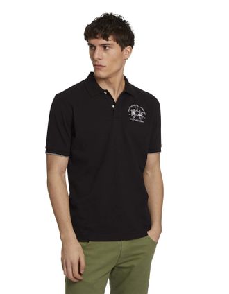 La Martina Herren Man Polo S/s Piquet STR Poloshirt, Schwarz (Black 09999), Large