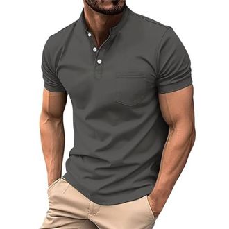 Generic Polo à manches courtes pour homme - Coupe droite - Pour le bureau et les loisirs - Couleur contrastée - Été - Coupe ajustée - Golf - Sport - Polo à ma