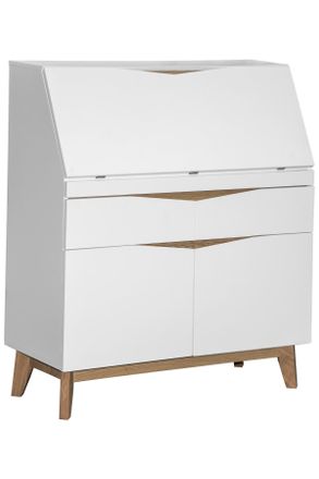 Venda Sekret&auml;r, Wei&szlig;, Eiche, Holz, Holzwerkstoff, Eiche, massiv, 2 Schublade(n) Schubladen, rechteckig, 96.5x113.5x40-76 cm, Bsci, Stauraum, Arbeitszimmer, 