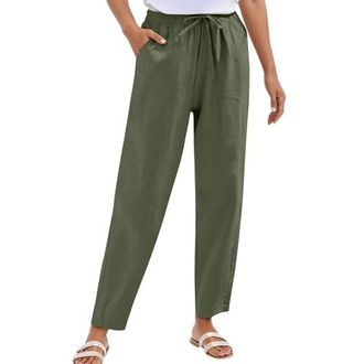 Generic Jogging Femme Pantalon Droit en Lin pour Femme, Pantalons d&eacute;contract&eacute; avec Cordon &eacute;lastique et Poches, Plage d&eacute;t&eacute;