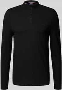 Daniel Hechter Longsleeve mit kurzer Knopfleiste und Label-Detail