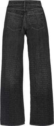 Balenciaga Logo-Print Wide-Leg Jeans - Black