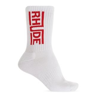 Rhude Homme, Sous-v&ecirc;tements, Blanc, Taille: ONE Size Logo Socks
