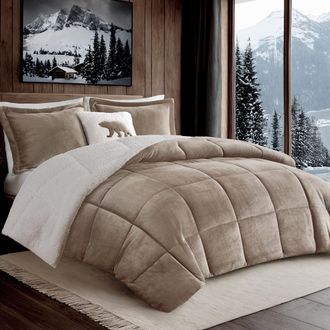 Woolrich Woolrich Wende-Steppdecken-Set, ultraweicher Pl&uuml;sch zu Sherpa, Daunen-Alternative, kaltes Wetter, warme Bettw&auml;sche, mit passendem Kissenbezug, dekorat