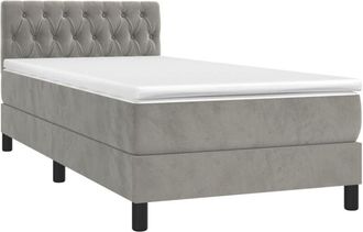 vidaXL Boxspringbett mit Matratze Hellgrau 90x200 cm Samt Vidaxl