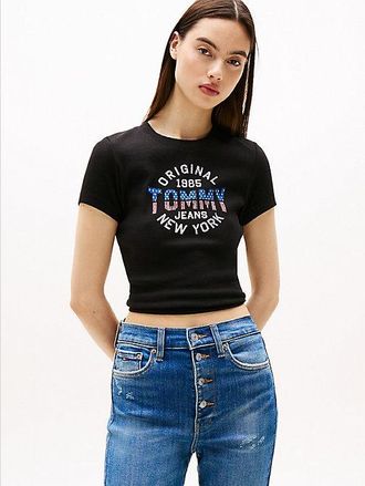 Tommy Hilfiger T-shirt ajusté côtelé à logo New York