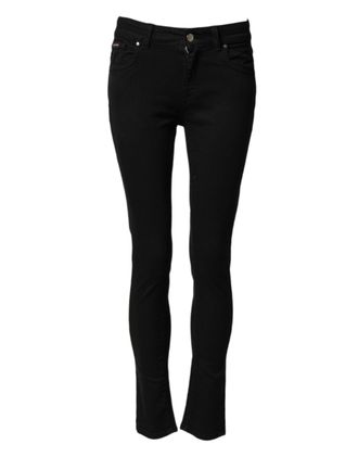 Dolce & Gabbana Womens Black Cotton Skinny Mid Waist Denim Jeans Co+02 Clothing