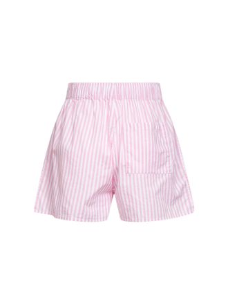 MC2 Saint Barth Womens Shorts Boxy Boxer-Style Micro-Striped Pink Cotton