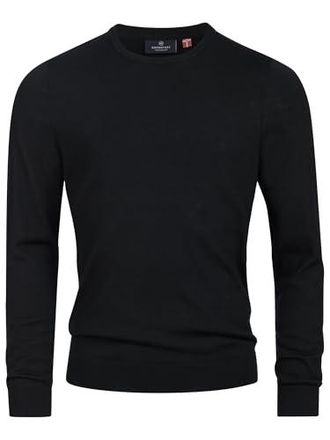 Kronstadt KSJohannes Pull en laine m&eacute;rinos Crew Knit pour homme 100 % laine m&eacute;rinos | Pull dhiver pour homme, Noir, M