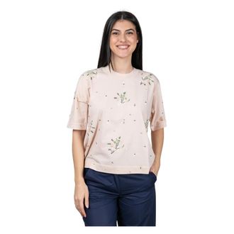 Seventy Femme, Tops, Rose, Taille: 42 FR T-shirt ras du cou en jersey brod&eacute;