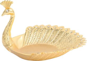 Healifty Goldene Pfauen Obstschale aus Metall Snack und Trockenfr&uuml;chteschale f&uuml;r Tischdekoration Servierteller f&uuml;r S&uuml;&szlig;igkeiten und N&uuml;sse Wiederverwendbar