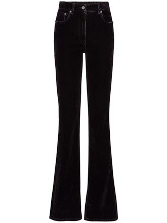 Ferragamo pantalon en velours &agrave; taille haute - Noir
