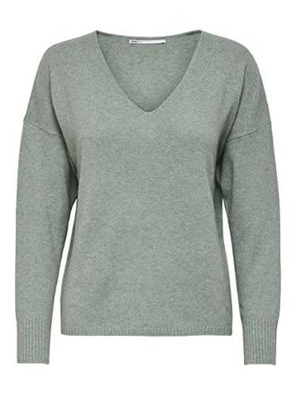 Only Only Onlrica Life L/S KNT Noos Pull &agrave; col en V pour Femme, Chinois Greendetail:w. Melange, L