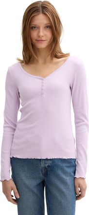 Tom Tailor Damen RIPP Longsleeve mit Knopfleiste, 13242 - Purple Dreams, XL