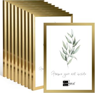 Bildershop-24 10x Kunststoffrahmen modern Bilderrahmen Fotorahmen gradlinig Gold 30 X 40 cm