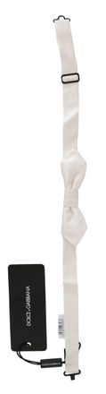 Dolce & Gabbana White Silk Slim Adjustable Neck Papillon Men Tie