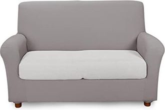 Caleffi Melange Elastischer Sofabezug, Baumwolle, grau, 3 Sitze