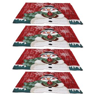 BESPORTBLE ULTECHNOVO 4 St&uuml;ck Weihnachts Tischset mit Schneemann Motiv rutschfeste Baumwoll Leinen Tischunterlagen f&uuml;r Party Dekorative Tischsets als Esstischsch
