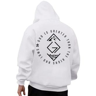 Generic Sweat &agrave; capuche chr&eacute;tien pour homme | God is Greater Than the Highs and Lows | Sweat &agrave; capuche ample | Pour le sport, blanc, XXL