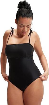 Speedo Shaping Bandeau One Piece Swimsuit | Shapewear | Beach and Holiday Swimwear Maillot de Bain, Noir, 72 Femme