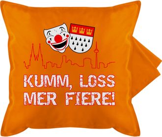 Shirtracer Kissenbezug - & Fasching - Kissen - Kumm Loss mer fiere K&ouml;lle Alaaf I K&ouml;ln Wappen Karneval I Karnevalskost&uuml;m Clown - 50 x 50 cm - Orange - karnevalski