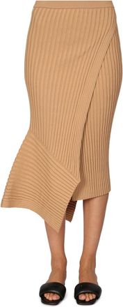Stella McCartney Ribbed Cotton Midi Skirt - Beige