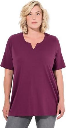 Ulla Popken T-Shirt pour Femme, Grandes Tailles, Grande Taille, Ligne A, col Tunique, Manches mi-Longues, Baie fonc&eacute;e, 44-46
