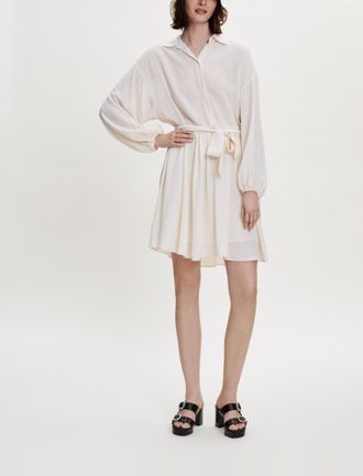 Maje Lockeres, Flie&szlig;endes Hemdblusenkleid - Ecru - Gr&ouml;&szlig;e 34 - Maje