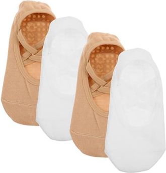 Pretyzoom 2paires Chaussettes De Yoga Antid&eacute;rapantes Pour Femmes Chaussettes De Pilates Avec Sangles De Danse Classique Pour Entra&icirc;nement