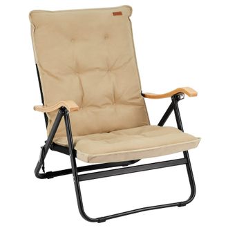 KingCamp Lounge Chair Hayden Deluxe Polster Camping Stuhl XL Niedrig Holz 150 kg