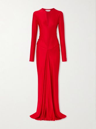 Victoria Beckham Robe Aus Satin Mit Raffungen - Rot