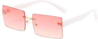 Generic Lunettes de soleil de luxe sans monture pour femmes hommes mode vintage rivets lunettes dextérieur été voyage lunettes Uv400, blanc/rose, Taille uniqu