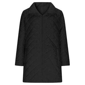 Generic Doudoune matelass&eacute;e l&eacute;g&egrave;re pour femme avec fermeture &eacute;clair et col montant avec poches, Noir, XXL