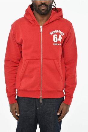 Dsquared2 Fleeced-Cotton Hoodie with Zip Closure size M