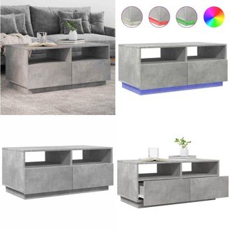 vidaXL Vidaxl - Couchtisch mit LED-Leuchten Betongrau 90x49x40 cm - Couchtisch - Wohnzimmerstil - Moderner Couchtisch - LED-Tisch - Holzwerkstoff M&ouml;bel
