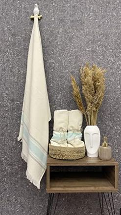 Questo Casa Badetuch, Strandtuch, 16/1 Bambus, Aphrodisien Muster, Jacquardwebung, Schnelltrocknend, 330g/m², 80x150 cm, 1 Stück, Natürlich, Minze