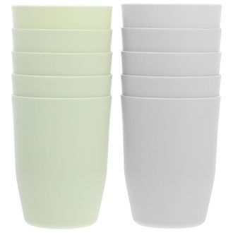 NUOBESTY 10 St&uuml;ck Zahnputzbecher aus Robustem Pp Stapelbare Mundsp&uuml;lbecher in Gr&uuml;n und Grau Praktischer Reise und Trinkbecher f&uuml;rs Badezimmer