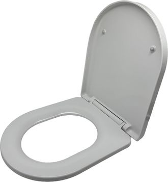 Relaxdays Toilettendeckel mit Absenkautomatik & Quick Release, 36 x 42 cm, Duroplast, Montage von Oben, D-Form, wei&szlig;