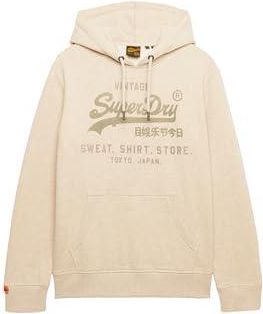 Superdry VL Heritage Relaxed Hood Sweater, Pelican Beige Marl, L Mens