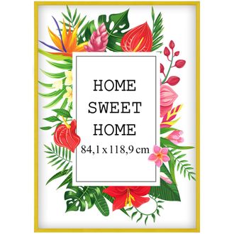 MG Design Gelb Bilderrahmen A0 84,1 x 118,9 cm - Aus echtem Holz mit Acrylglas, zum Aufhängen & Aufstellen, für Fotos, Poster & Puzzle