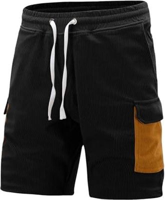 Generic Pantalon cargo pour homme avec cordon de serrage en velours c&ocirc;tel&eacute;, l&eacute;ger, taille &eacute;lastique, extensible, 12,7 cm, coupe ajust&eacute;e pour la randonn&eacute;e, Noi