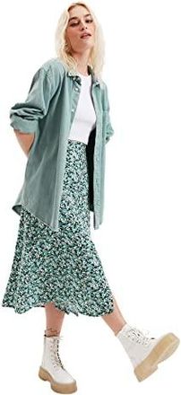 Trendyol Womens Green Floral Patterned Tearing Skirt pour Femme, Taille 40