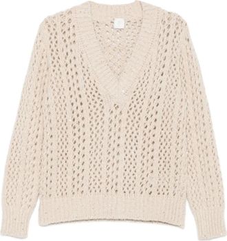 Eleventy pull en maille ajourée à sequins - Tons neutres