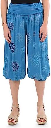 Malito more than fashion Malito - Pantalon sarouel court pour femme avec imprimé - Pantalon bouffant en coton - Pantalon 3/4 léger - Pantalon pour la danse, la détente et le y
