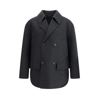 Fendi Wollfilz Doppelreihiger Cabanjacke - - Coats - Herren - Grau - S